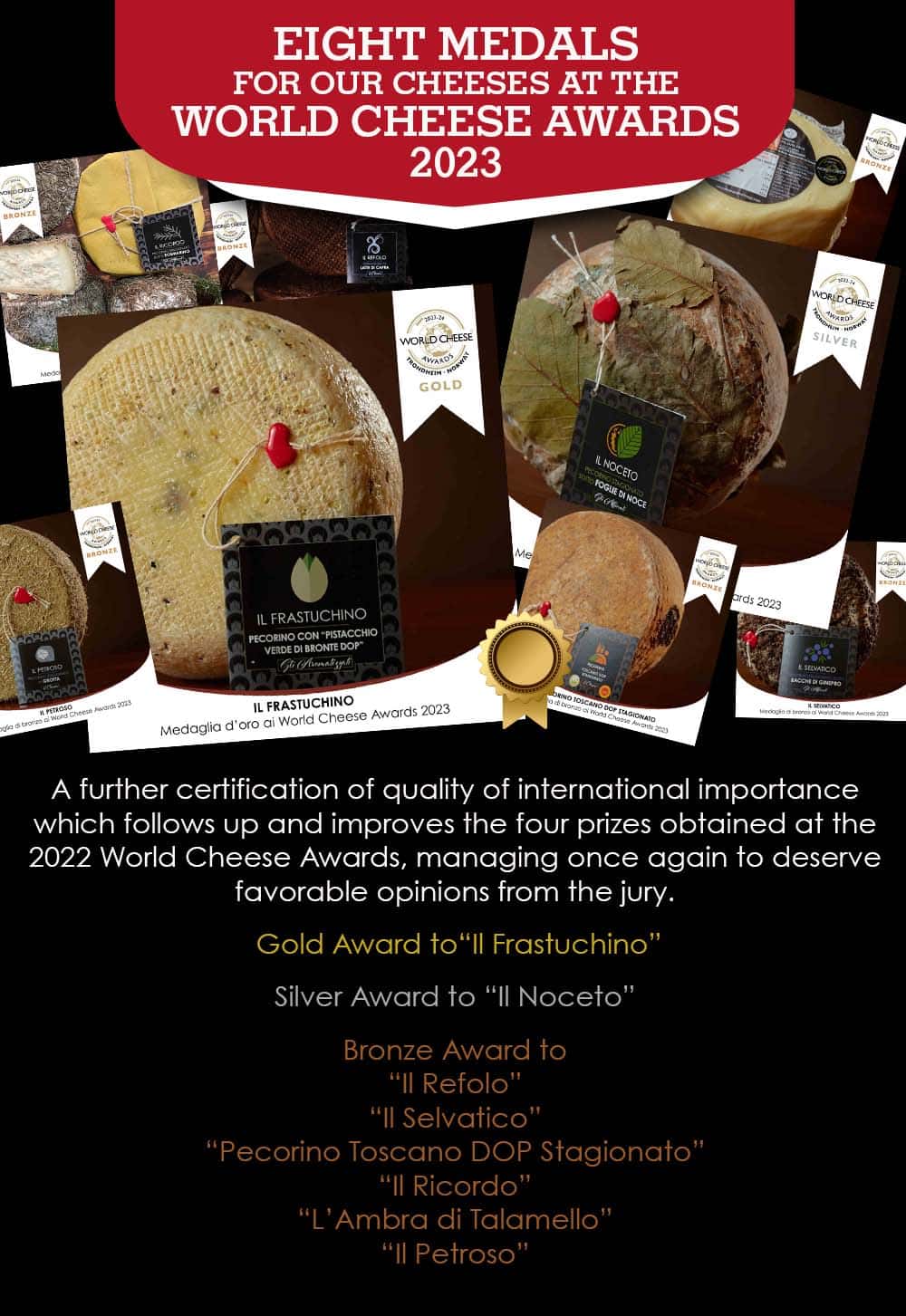 Eight medals for our cheeses at the World Cheese Awards 2023! - Rocca ...